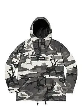 Supreme Fw18 Leather Anorak - Black/white/grey