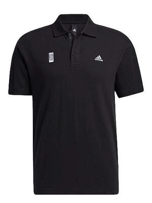 Adidas Series Logo Solid Color Short Sleeve Polo Shirt - Black