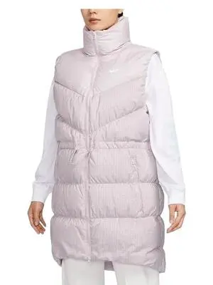 Nike Down Vest With Stand Collar And Zipper Closure - Black