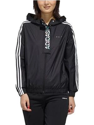 Adidas Neo Alphabet Flowers Logo Hooded Sports Jacket - Black
