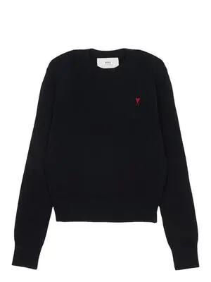 AMI Paris Wool De Coeurs Crewneck Sweater - Black