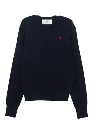AMI Paris AMI Knitwear With Embroidered Heart Logo Navy