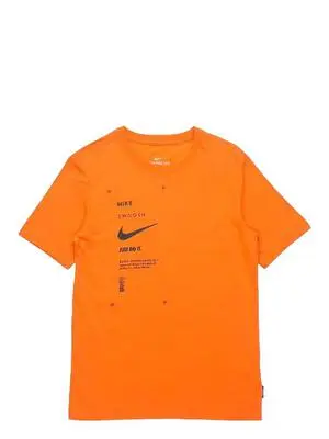 Nike Swoosh Club Printing Alphabet Sports Round Neck Short Sleeve - Orange