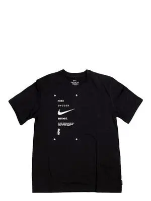 Nike Minimalistic Alphabet Logo Printing Casual Round Neck Short Sleeve Black T-shirt - Default Color