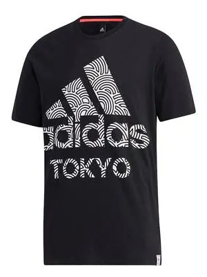 Adidas Tyo Ss Tee M Alphabet Printing Casual Sports Short Sleeve - Black