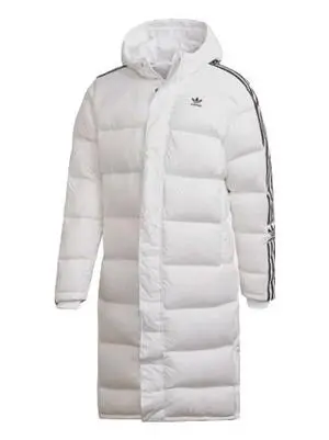 Adidas Originals Long Down Jacket With Hood - White