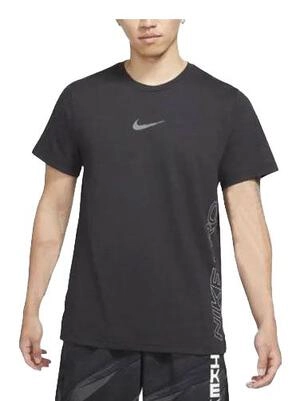 Nike Solid Color Training Alphabet Logo Printing Short Sleeve Black T-shirt - Multi-color