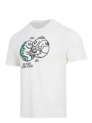 Nike Basketball Earth Pattern Printing Round Neck Short Sleeve White - Multi-color