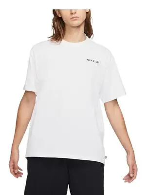 Nike Back Cartoon Printing Round Neck Casual Short Sleeve White - Multi-color