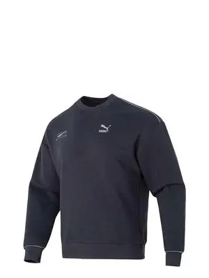 PUMA Relaxed Fit Logo Crewneck Sweater - Navy