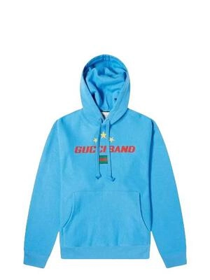 Gucci Gucci Band Stars Logo Popover Hoodie Blue