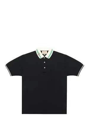Gucci Ss21 Interlock Double G Short Sleeve Polo Shirt - Black