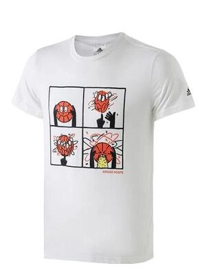 Adidas Basketball Cartoon Printing Short Sleeve - White