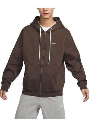 Nike Solo Swoosh Full Zip Hoodie - Brown