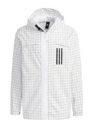 Adidas Wnd Sports Plaid Windproof Hooded Jacket - White