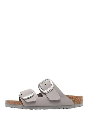 BIRKENSTOCK Birkenstock Arizona Big Buckle Nubuck Leather Sandals Grey