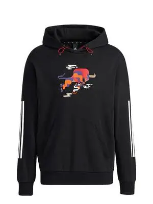 Adidas Graphic Print Pullover Hoodie - Black