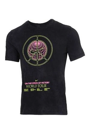 Nike World Tour Washed Printing Round Neck - Black