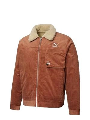 PUMA Corduroy Reversible Jacket With Embroidered Logo - Brown