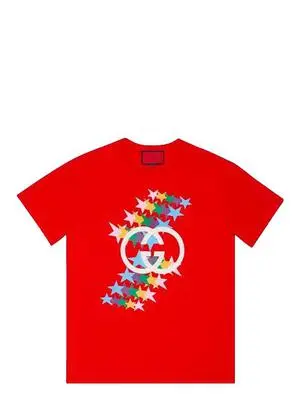 Gucci Gucci Rainbow Stars Logo T-Shirt Red/multicolor