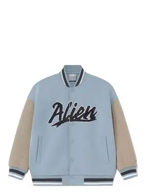 LI-NING Cf Mars Sports Fashion Series Varsity Jacket - Blue/beige/black