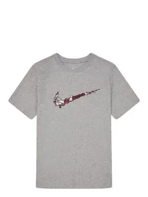 Nike Cartoon Pattern Large Logo Printing Round Neck Casual Short Sleeve Dark Grey T-shirt - Multi-color