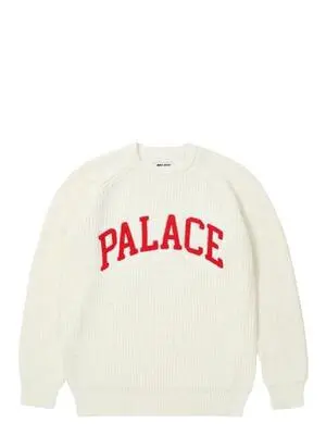 PALACE Fall 2021 Knitwear Crewneck Sweater - White/red