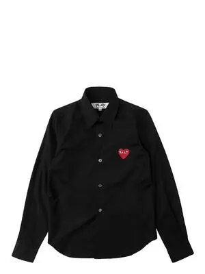 Play Comme Des Garcon Long Sleeve Shirt With Red Emblem - Black