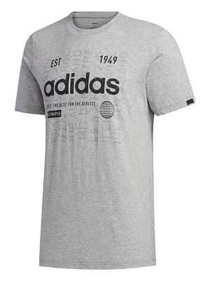 Adidas Alphabet Numeric Printing Casual Sports Breathable Round Neck Short Sleeve Gray T-shirt - Multi-color