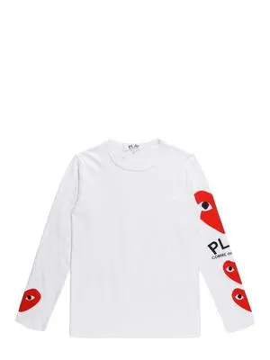 Play Comme Des Garcon Printed Sleeve Long-sleeve - White