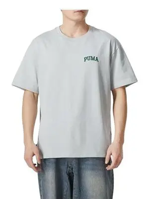 PUMA Logo T-shirt 'grey - Grey/green