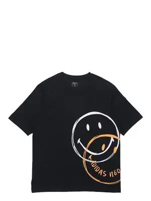 Adidas Neo U Csmy Tee Casual Sports Smiling Face Printing Short Sleeve - Black