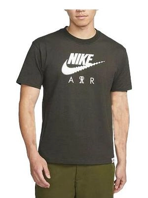 Nike Alphabet Large Logo Printing Round Neck Solid Color Cotton Casual Short Sleeve Green T-shirt - Multi-color