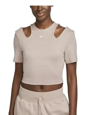 Nike Cropped Cutout Top - Grey/brown