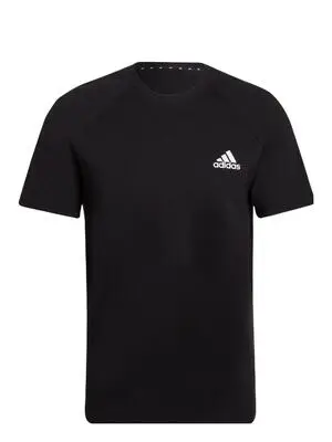 Adidas Solid Color Logo Micro Mark Casual Sports Short Sleeve Black - Multi-color