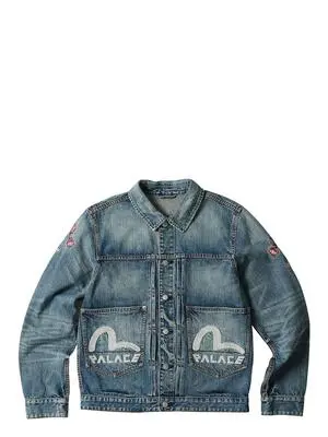 PALACE X Evisu Type One Denim Jacket - Blue/pink