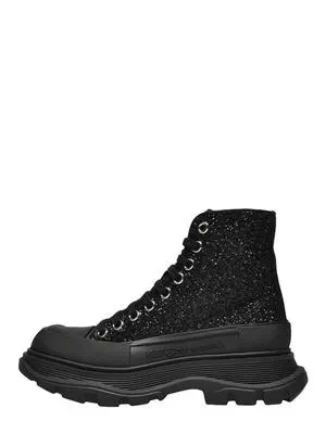 Alexander McQueen Tread Slick Glitter High-top Lace-up Boots - Black