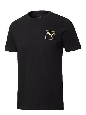 PUMA Bronzing Printing Round Neck Short Sleeve - Black