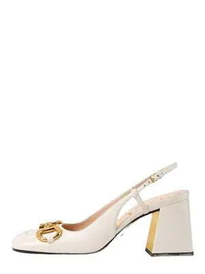 Gucci Chunky Mid-heel Slingback With Horsebit Detail - White