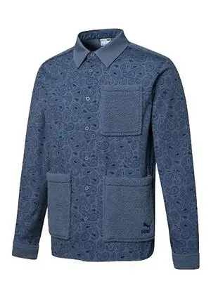 PUMA Paisley Woven Shirt Jacket With Multiple Pockets - Blue