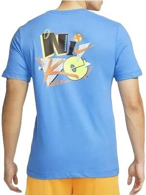 Nike Back Alphabet Logo Round Neck Short Sleeve Blue T-shirt - Default Color