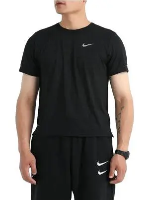 Nike Dri-fit Miler Short Sleeve Top - Black