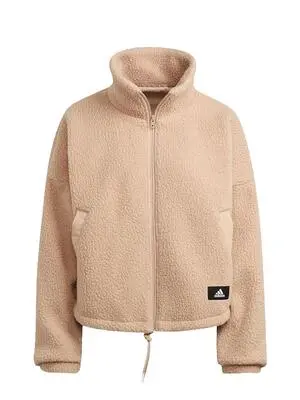 Adidas Embroidered Lamb's Wool Stand Collar Jacket - Tan