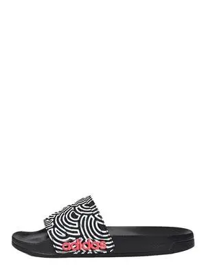 Adidas Adilette Slides With Graphic Print - Black/white