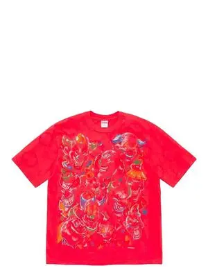 Supreme Fw19 Week 17 Clowns Tee Clown Printing Short Sleeve White Red - Whitered
