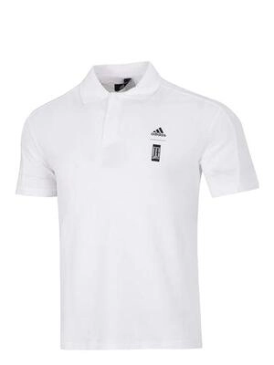 Adidas Wj Solid Color Logo Micro Mark Athleisure Casual Sports Short Sleeve Polo Shirt White - Multi-color