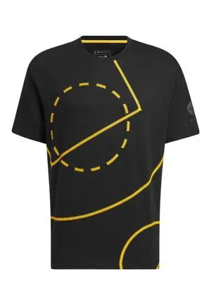 Adidas Neo Geometry Pattern Printing Round Neck Short Sleeve Black T-shirt - Default Color