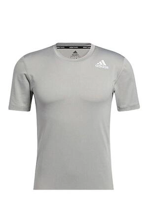 Adidas Solid Color Logo Printing Casual Round Neck Short Sleeve Gray T-shirt - Default Color