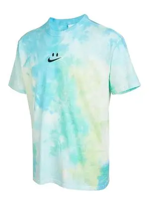 Nike Tie Dye Smiling Face Printing Loose Short Sleeve Light Mint Green T-shirt - Default Colorway