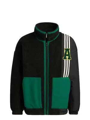 Adidas Clover Imitation Sherpa Stand Collar Jacket - Black